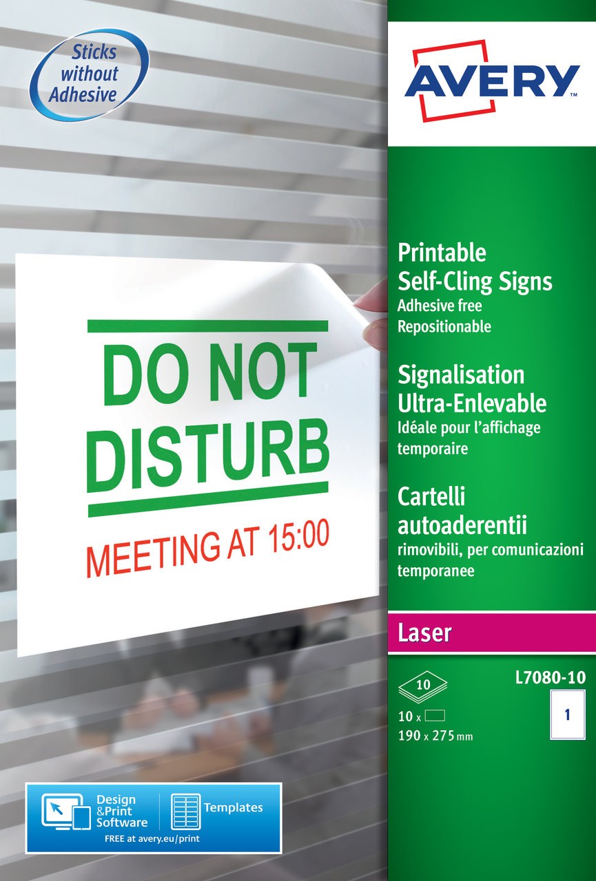 Self-Cling Signs | L7080-10 | Avery